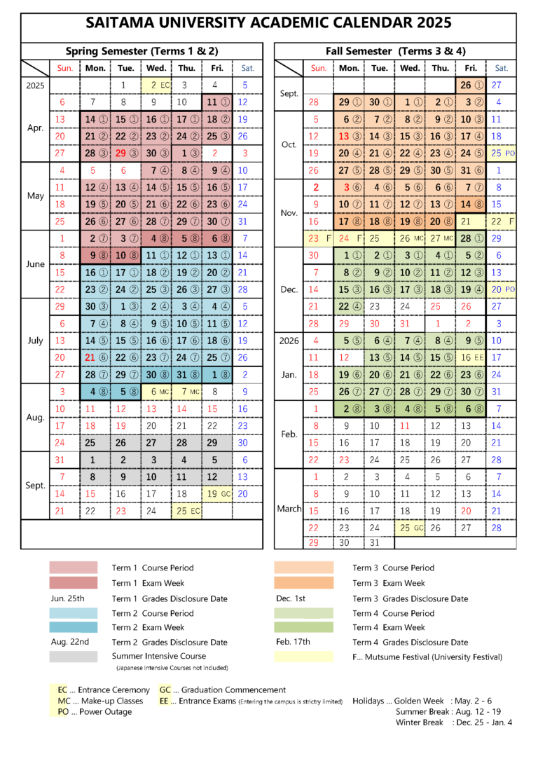 Academic Calendar | Saitama University